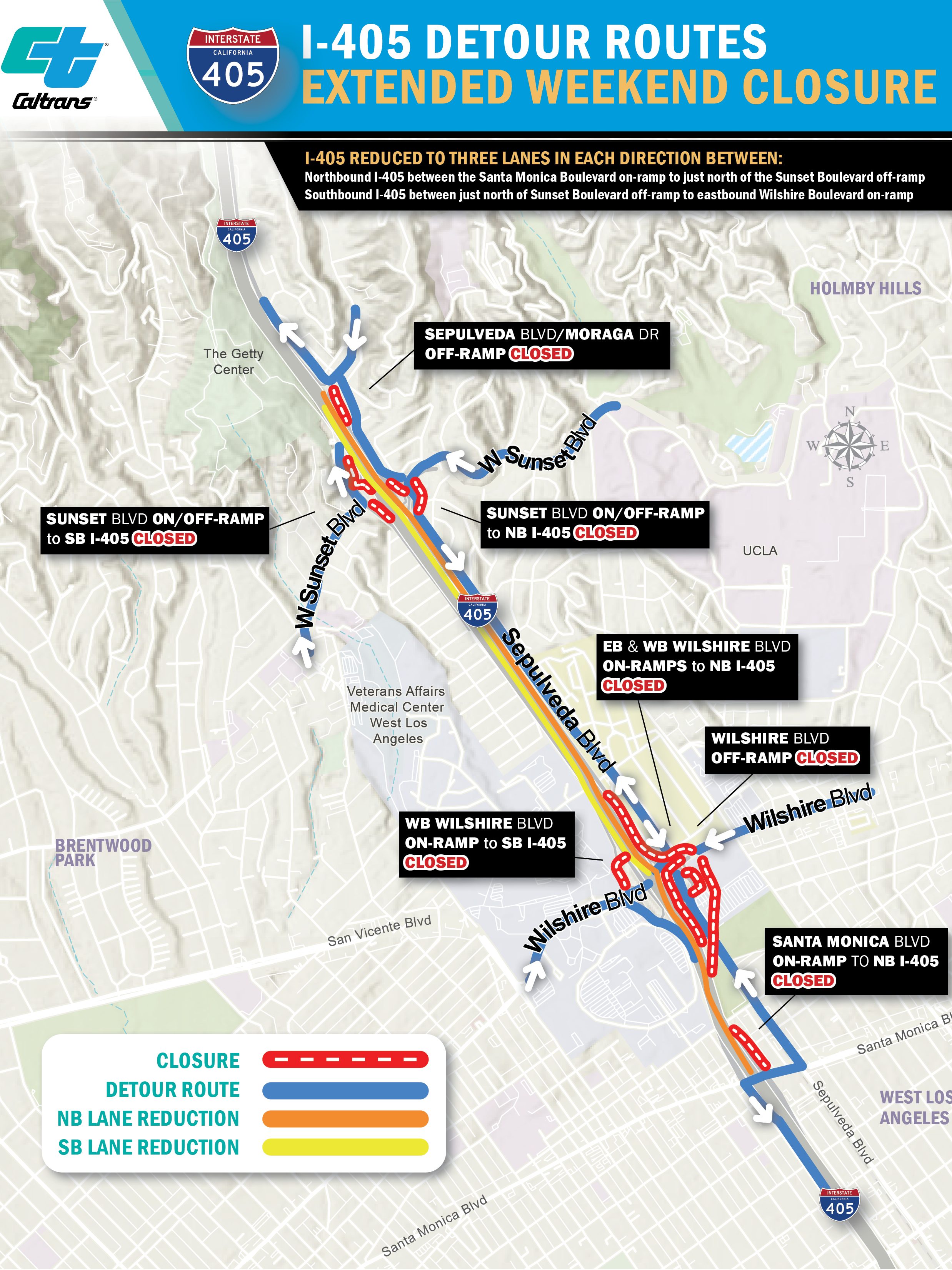 Cierres en la autopista 405 en Sepúlveda Pass a finales de agosto ...